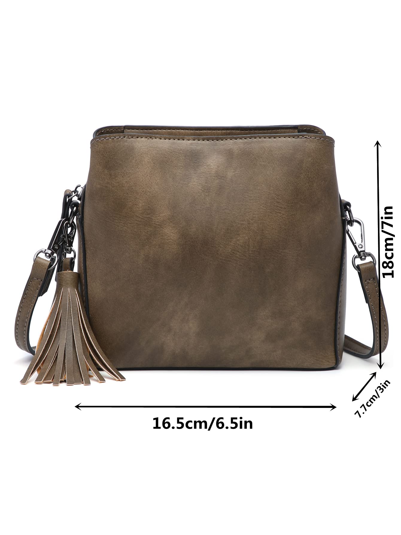 seOSTO Medium Women Crossbody Purse Bag with Tassel (Khaki)