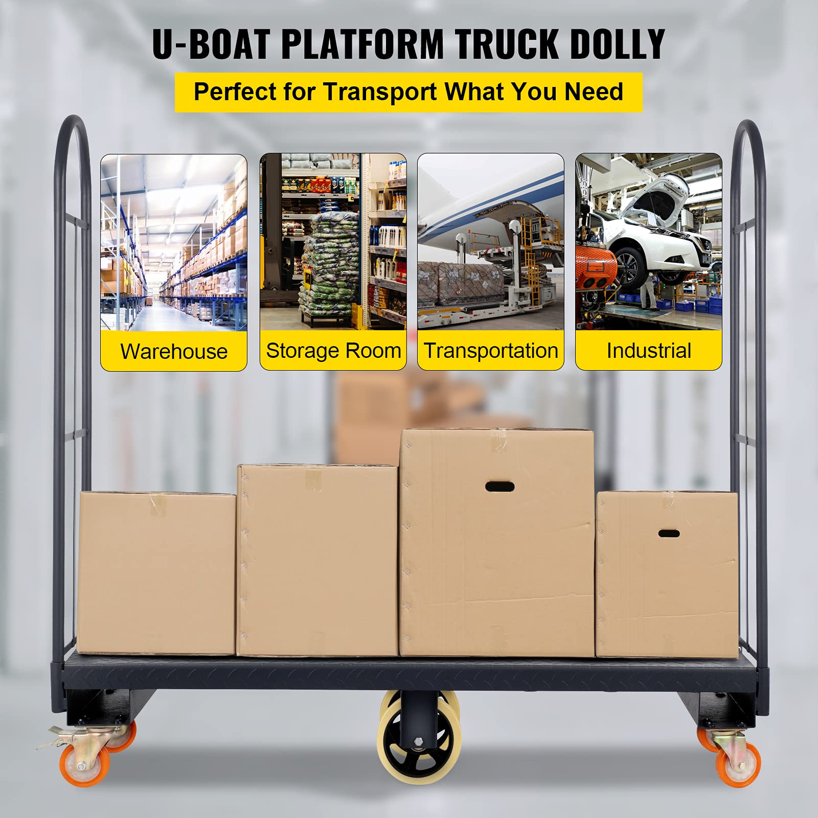 BestEquip U-Boat Cart 2000LBS Capacity U-Boat Platform Truck Dolly