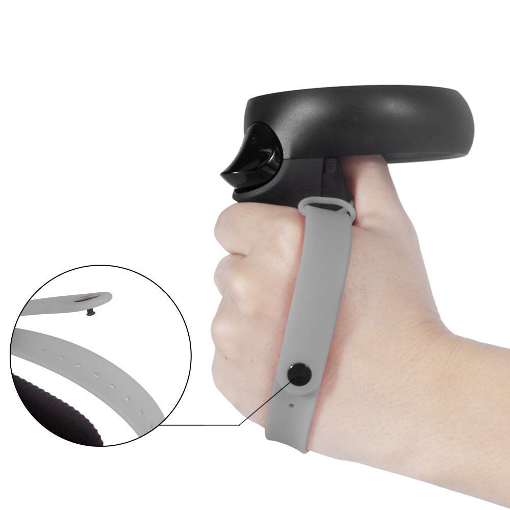 HIJIAO accessories for Oculus Quest VR, including: hard case (black), Silicone Controller Grip Skin (gray), Silicone Knuckle Strap (gray), Silicone Cover (black), Head Strap Pad for Oculus Quest Heads