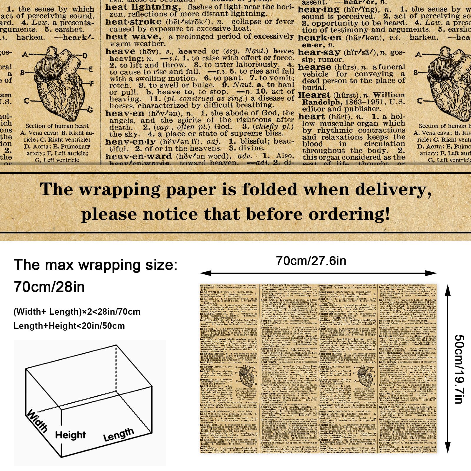 JarThenaAMCS 12 Sheet Vintage Newspaper Wrapping Paper -Not Roll- Retro Gift Wrap Paper Folded Flat Art Paper for DIY Crafts Gift Wrapping, 19.7 x 27.6 Inch