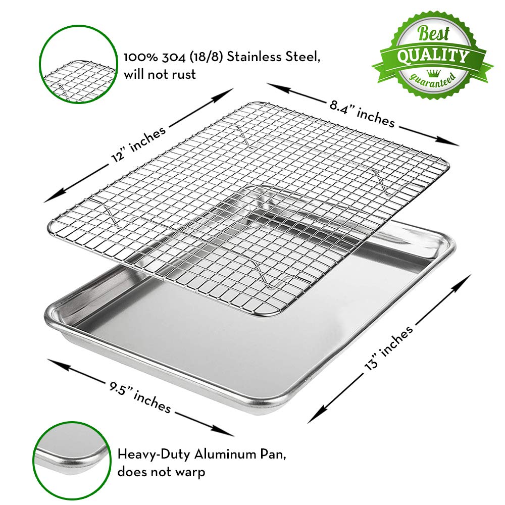 Baking Sheet With Rack - Simple And Easy To Use Baking Rack For Oven Cooking - High Grade Aluminum Baking Sheet With Wire Rack Set