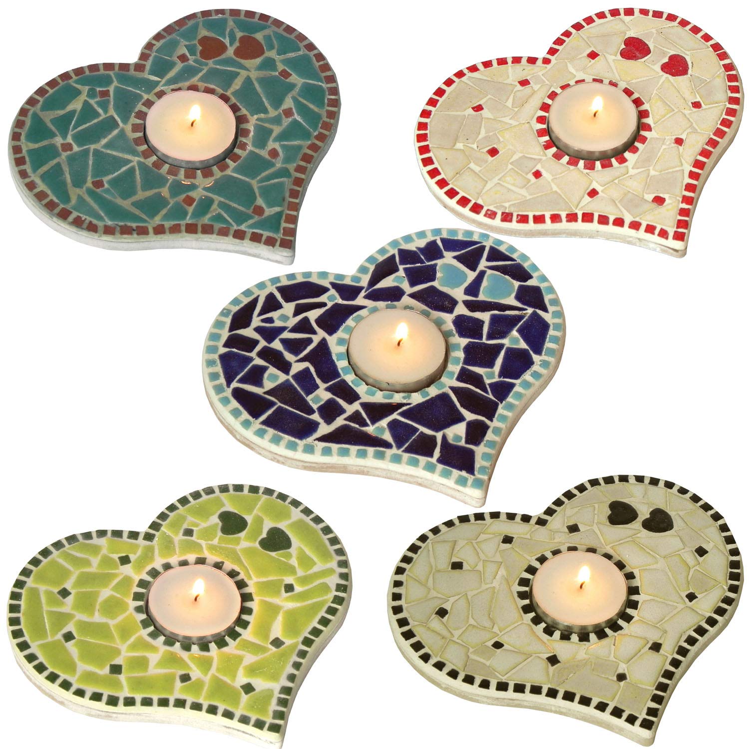 Mosaic Craft Kit, Tea Light Base DIY Art Handcrafted Project Pink Blue
