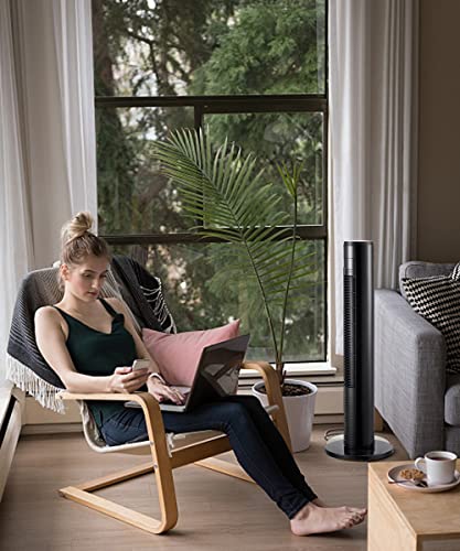 MEPTY Tower Fan with Remote, 36’’ Oscillating Fan with 3 Speeds,3 Modes,Portable Standing Floor Fan with Timer,Quiet Cooling Fan,Bladeless Fan for Bedroom,Office,Living Room,Black