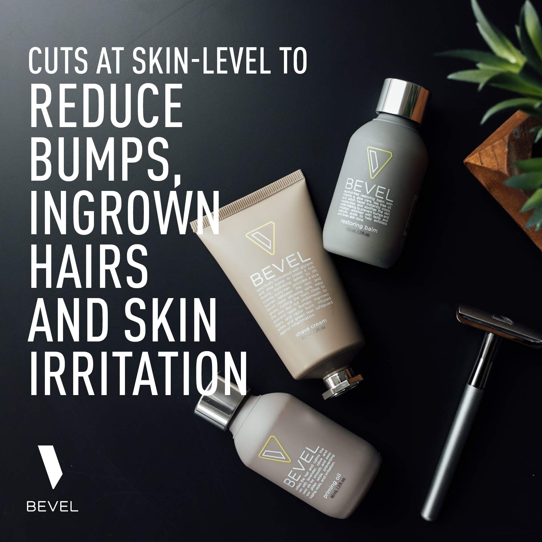Shaving Kit for Men by Bevel - Starter Shave Kit, Includes Safety Razor, Shaving Brush, Shave Creams, Oil, Balm and 20 Blades. Clinically Tested to Help Prevent Razor Bumps