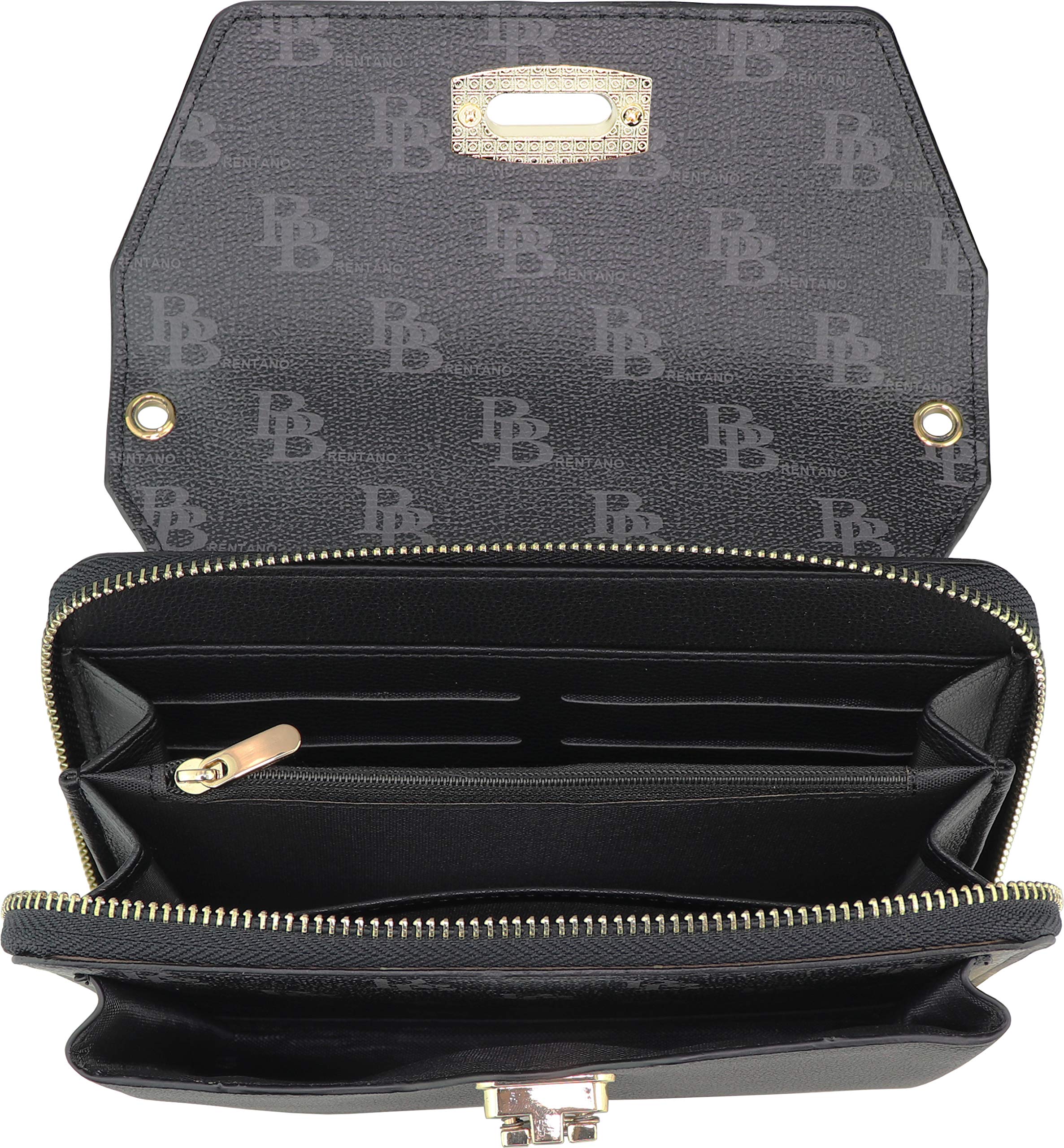 B BRENTANO Vegan Envelope Clutch Wallet Crossbody Purse with Chain Strap (Grey)