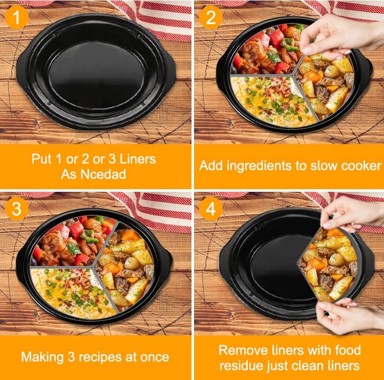 Melon Melo 3-PCS Silicone Crockpot Divider Insert | Mini Crock Pot Divider | Small Crockpot | Slow Cooker Reusable Leak-proof, Dishwasher Safe for all 6-8 Quart QT Crockpot Cookers Accessories