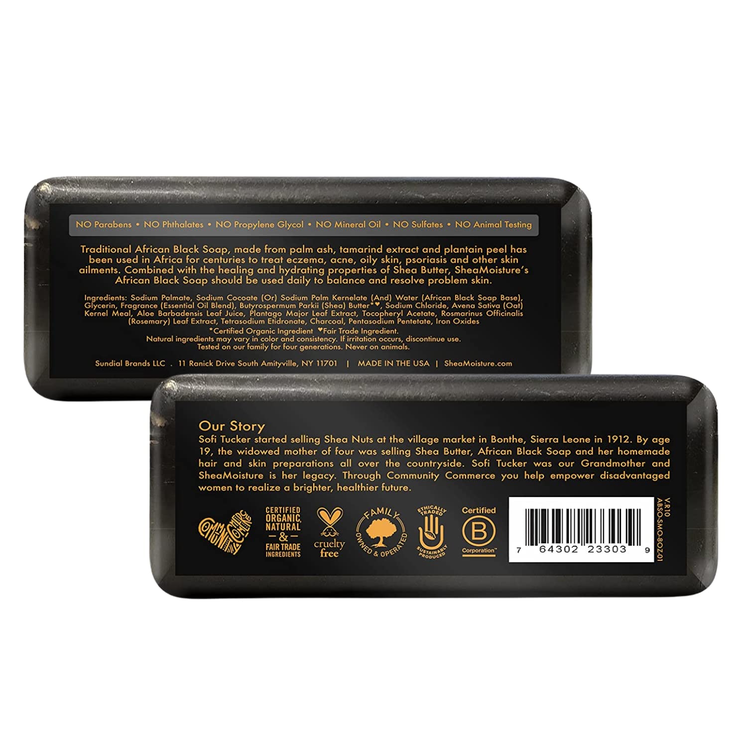 SheaMoisture Bar Soap 6 Count for Troubled Skin African Black Soap Cleanser with Shea Butter 8 oz