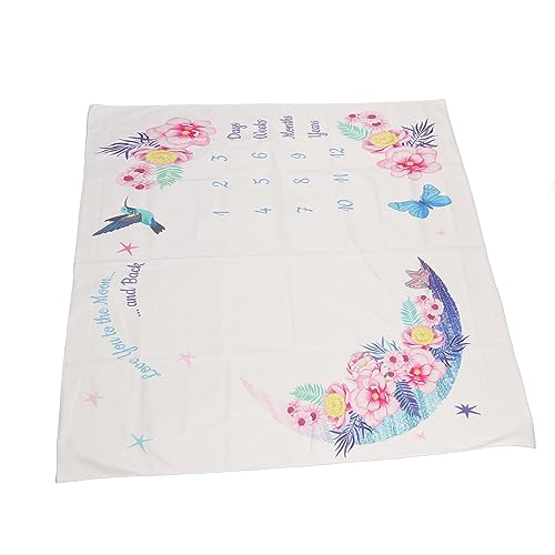 Baby Milestone Photo Prop, Flowers Birds Pattern Bright Colors Squared 39.4in Wide Baby Month Blanket for Home