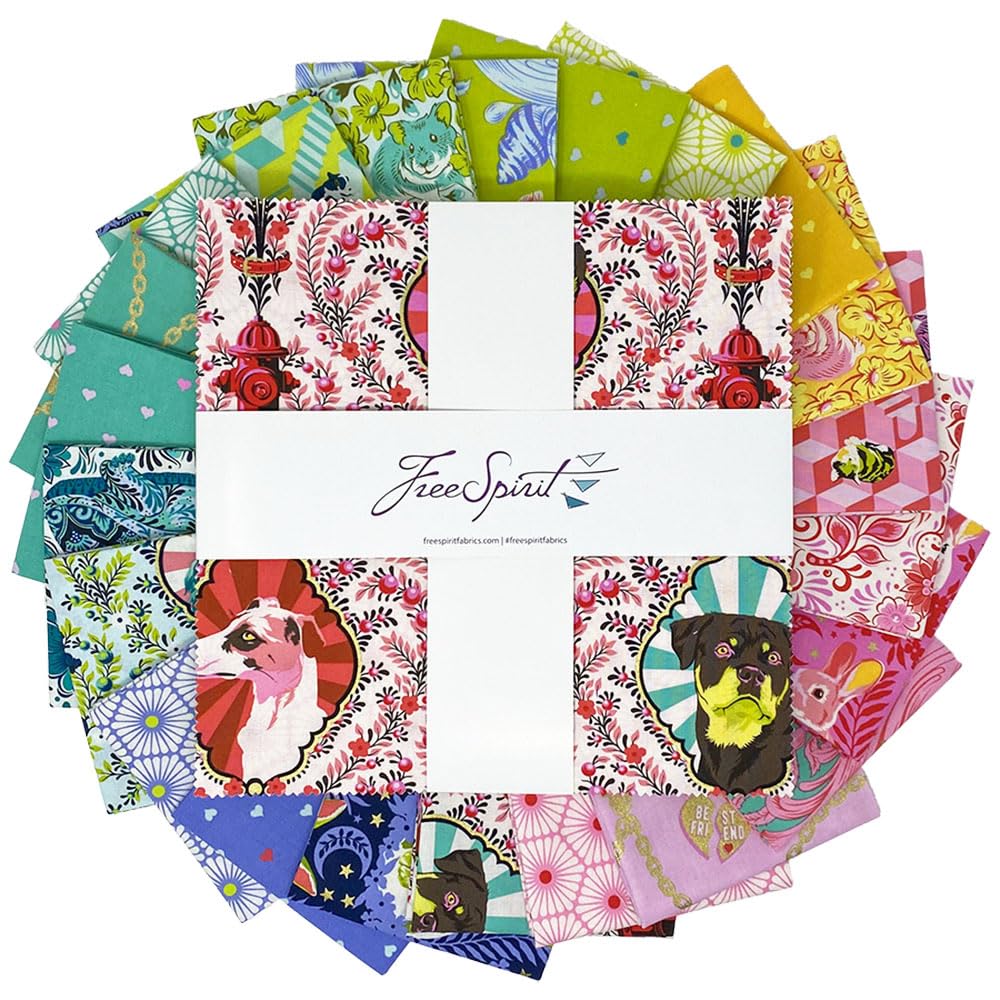 Besties 10" Charm Pack (42 Pieces) by Tula Pink for FreeSpirit (FB610TP.Besties)