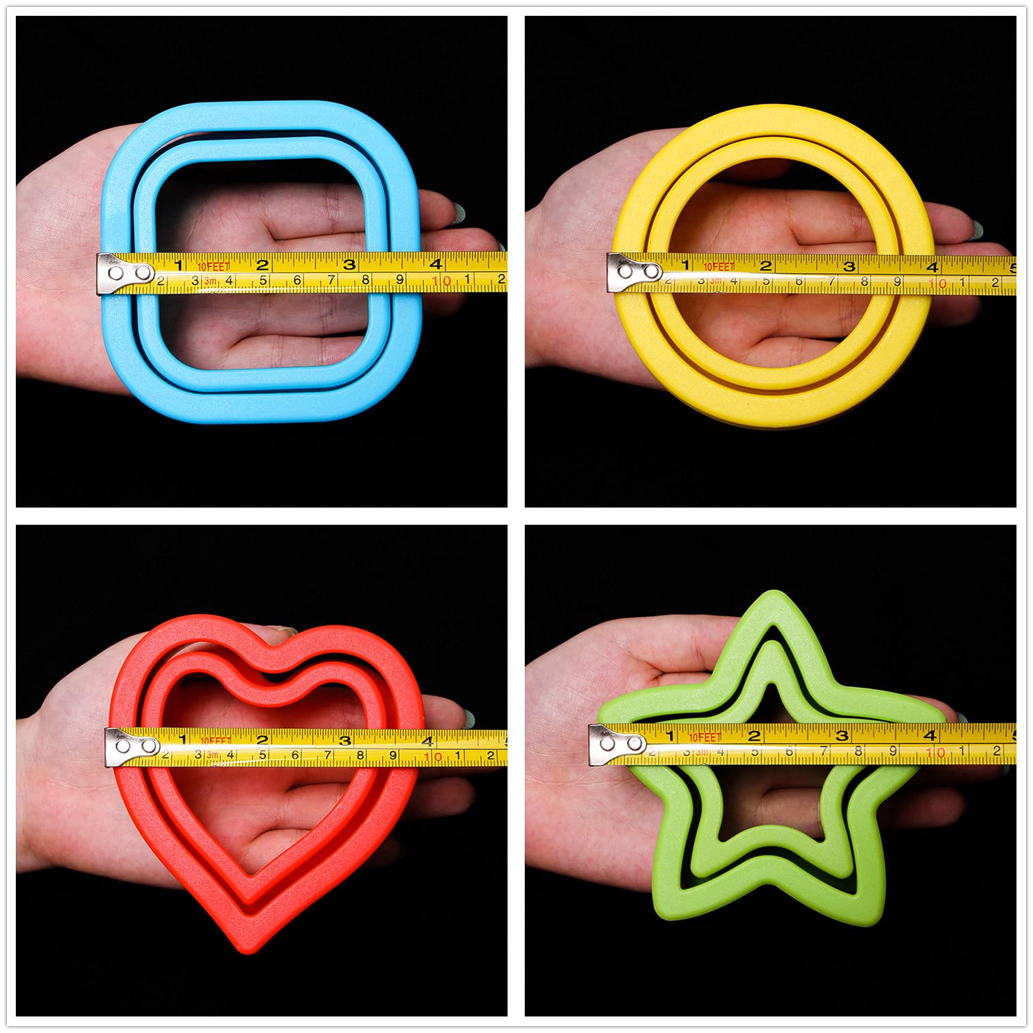 BakingWorld Sandwich Cutter and Sealer,Set of 4 Bread Sandwich Decruster Pancake Maker DIY Cookie Cutters for Kids Bento Box,Round Heart Star Square Shapes Sandwich Decruster Press Mold