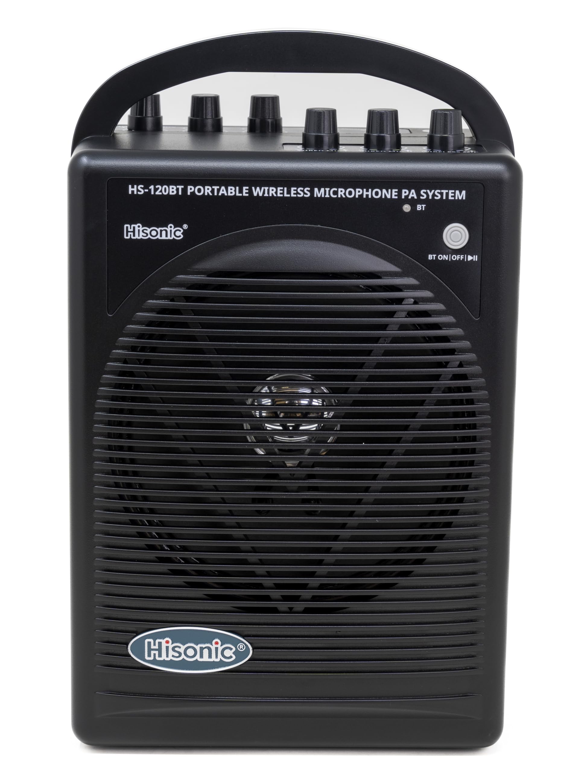 HISONIC HS120BT HL Portable PA System with Wireless Microphones and Lithium Rechargeable Battery and Car Cable Bluetooth Connected with Cell Phones and Pads Black