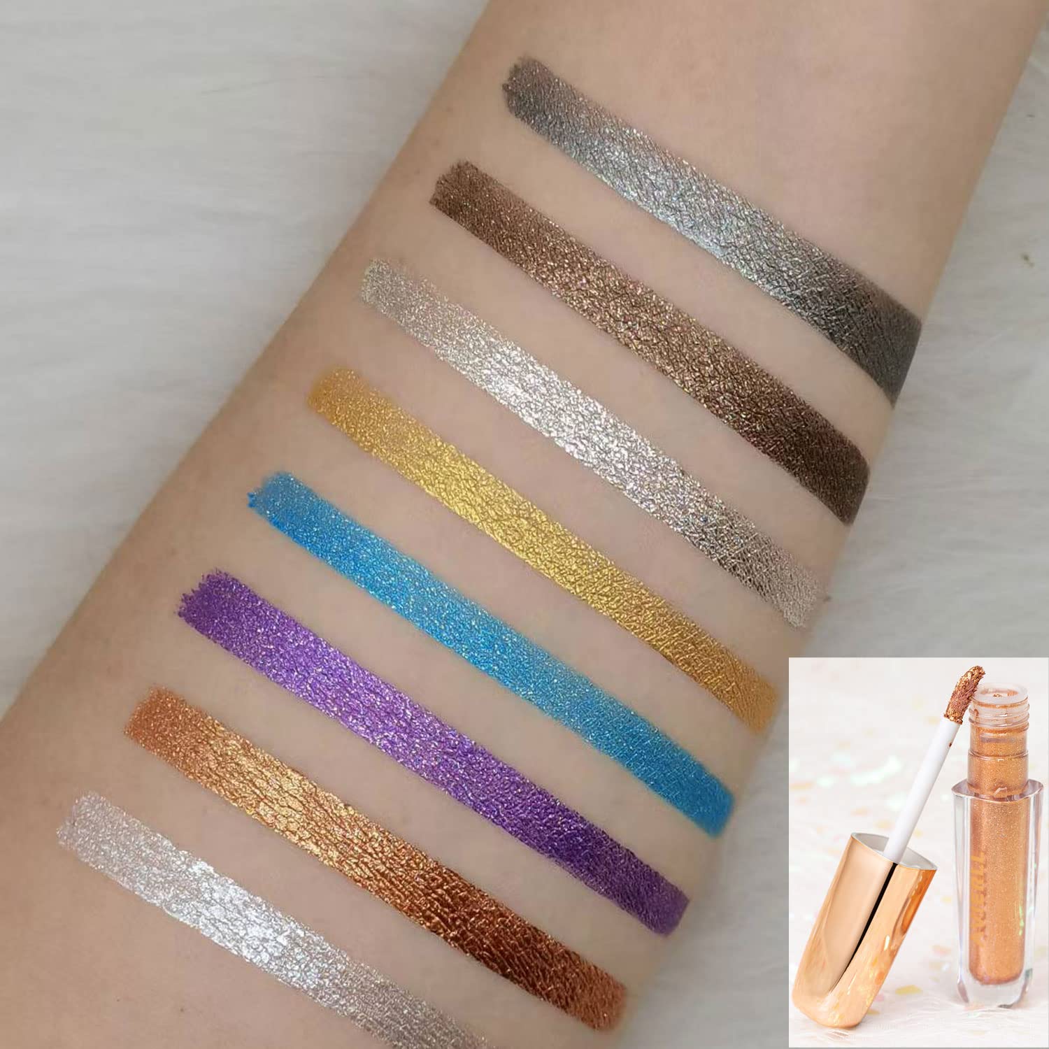 AVIERLL Liquid Eyeshadow Set 16Pens gold eyeshadow brown glitter eyeshadow eye glitter makeup eye shadow stick makeup Kit Quick-Drying Long Lasting
