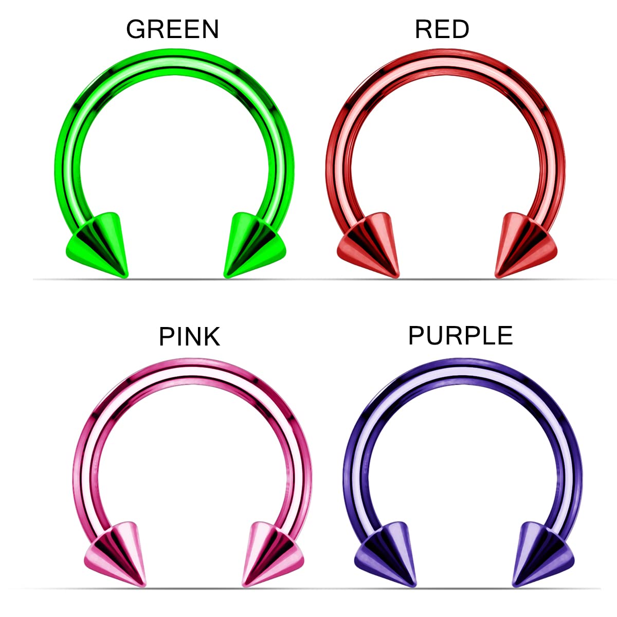AtoZ Piercing Colorful Red Neon Anodized 16 Gauge - 8MM Length 316L Surgical Steel CBB with Cone Body Jewelry