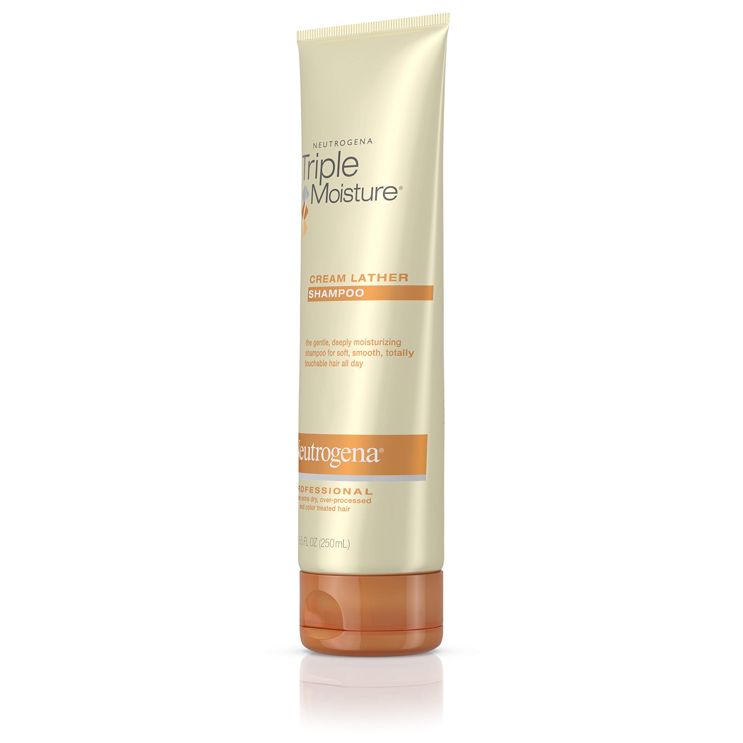 Neutrogena Triple Moisture Cream Lather Shampoo for Extra Dry Hair, Damaged & Over-Processed Hair, Hydrating with Olive, Meadowfoam & Sweet Almond, 8.5 fl. oz