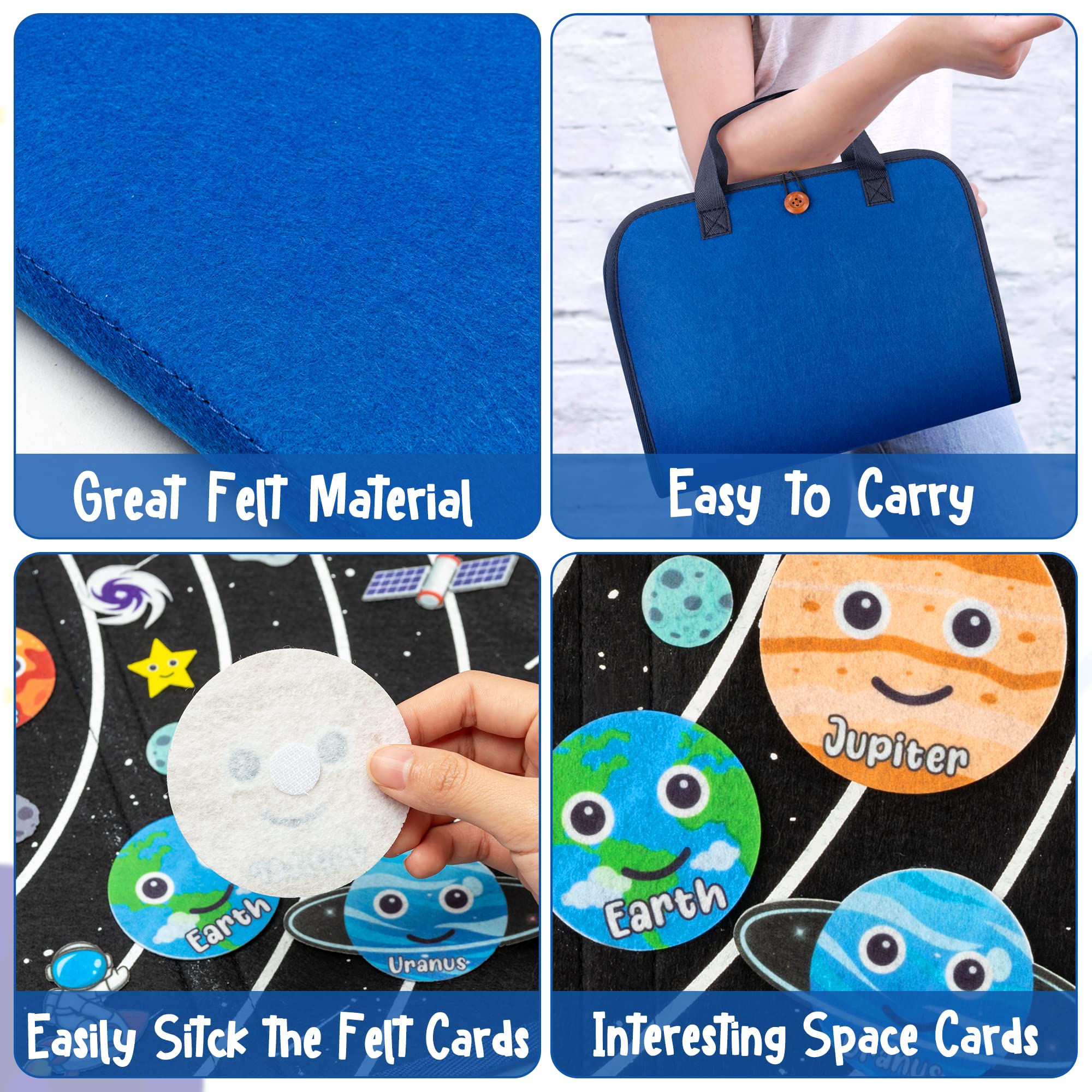 WATINC 25Pcs Outer Space Travel Felt-Board Story Set Portable Felt Board Solar System Universe Storytelling Planets Astronaut Galaxy Themed Preschool Early Learning Interactive Play Kit for Toddlers