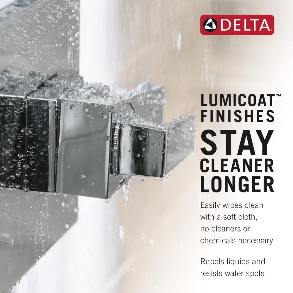Delta Faucet Tetra 14 Series Single-Function Chrome Tub and Shower Valve Trim Kit, Shower Handle, Delta Shower Trim Kit, Lumicoat Chrome T14489-PR-LHD (Shower Head and Valve Sold Separately)
