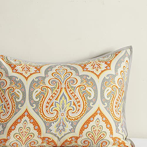 Madison Park Nisha Sateen Cotton Comforter Set, Breathable, Soft Cover, Trendy, All Season Down Alternative Cozy Bedding with Matching Shams, King/ California King, Orange 7 Piece