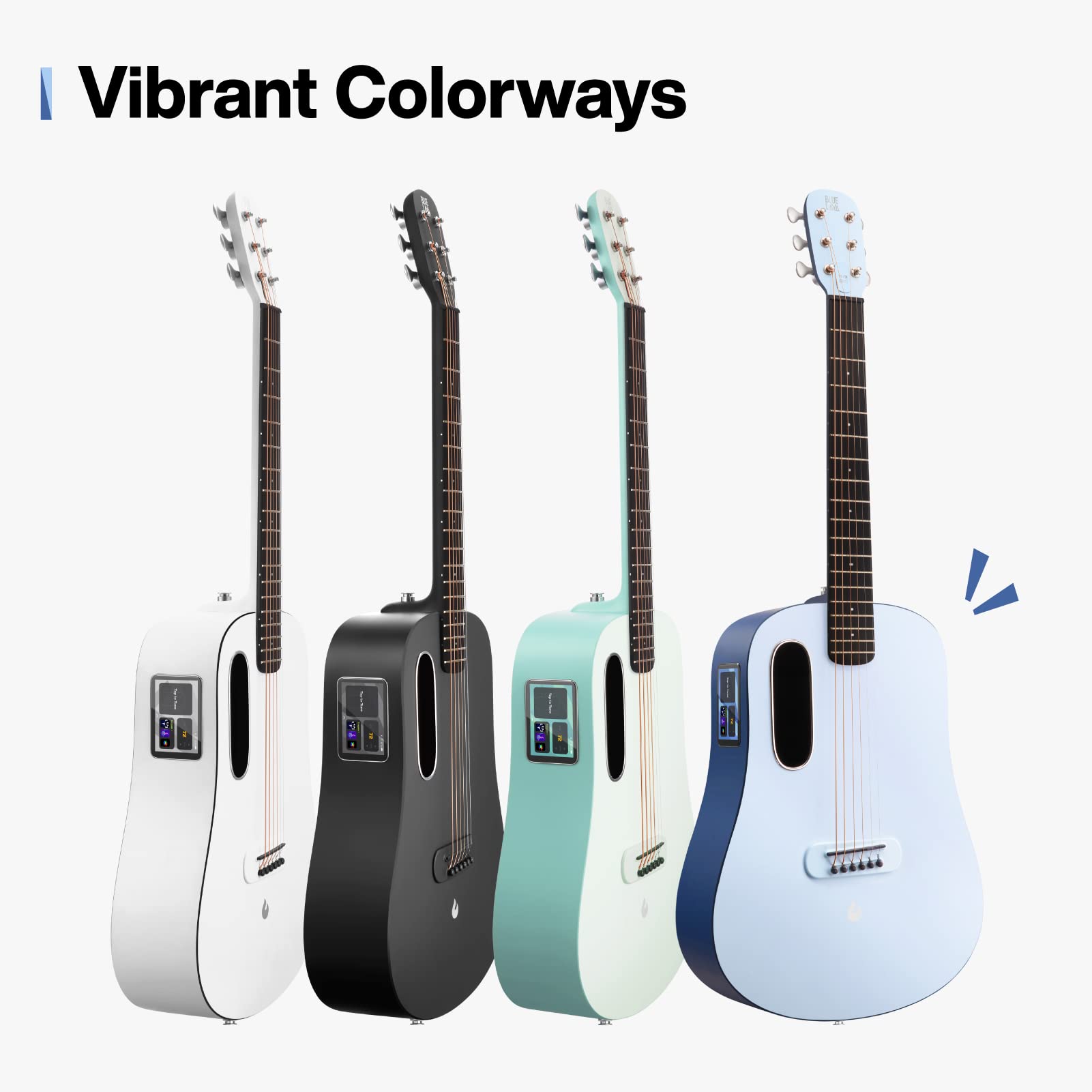 BLUE LAVA Touch Smart Guitar, Beginner Acoustic Practice Guitars for Adults & Teens 36'' Ocean Blue