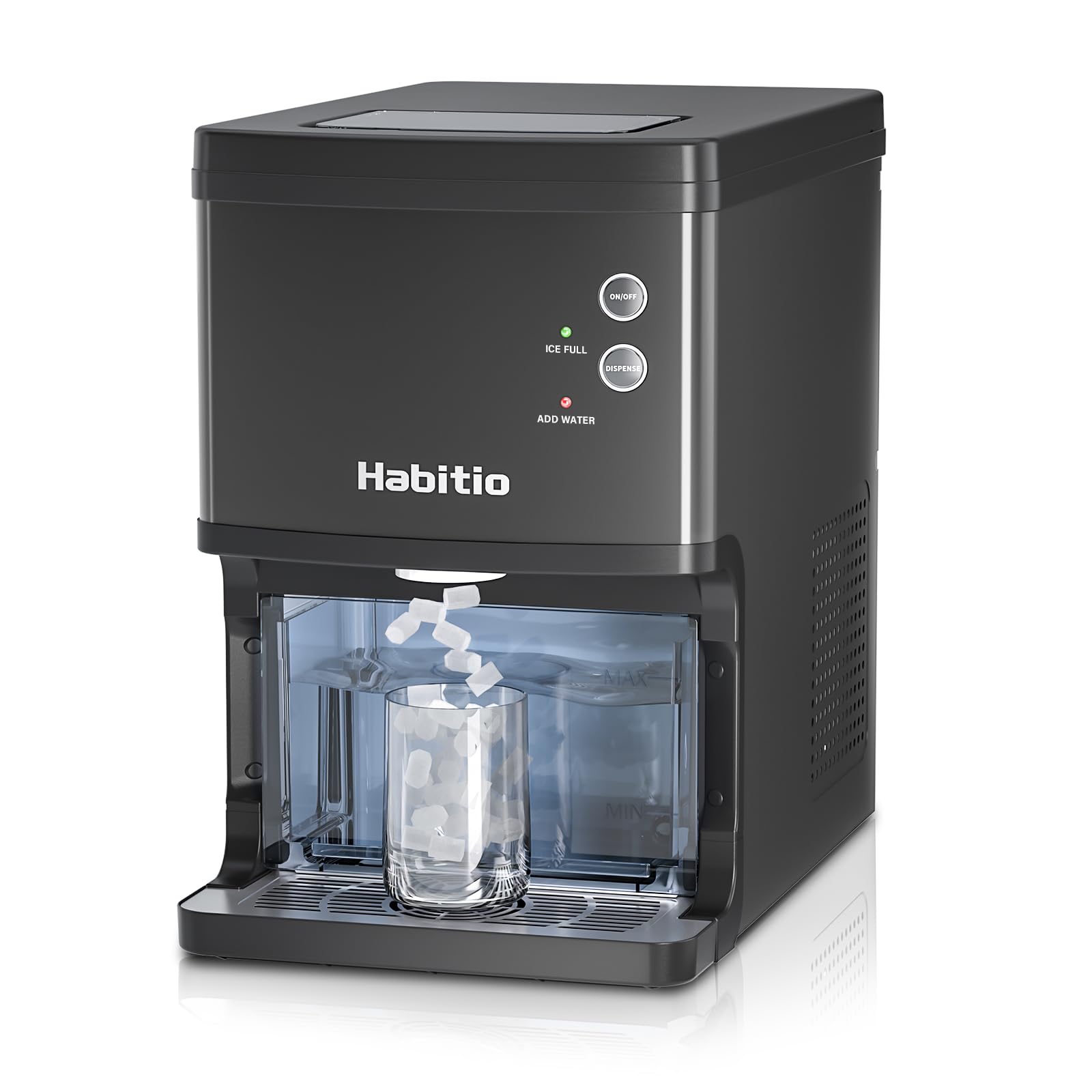 Habitio Nugget Ice Maker, Self-Dispensing Countertop Ice Maker, Pebble Ice Machine with 3L Detachable Water Tank, 33lbs Chewable Ice Cubes /24H, Electric Pellet Ice Maker with Self-Cleaning Function