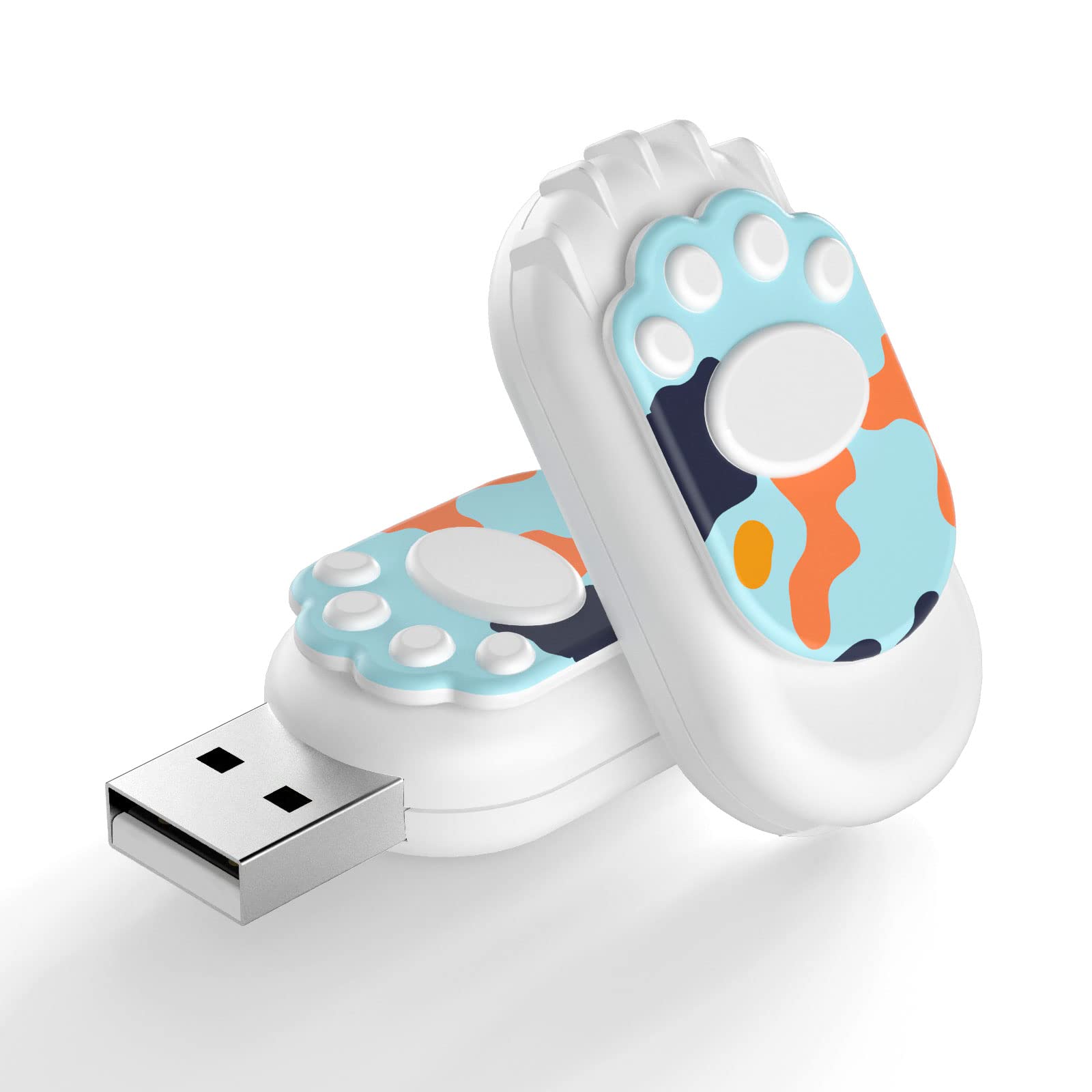 Bilious Cute USB Flash Drive, Swivel Paw Design Thumb Drives, Portable Fold Memory Stick U Disk, Waterproof Jump Pen Drive for Storage (128GB, Blue)