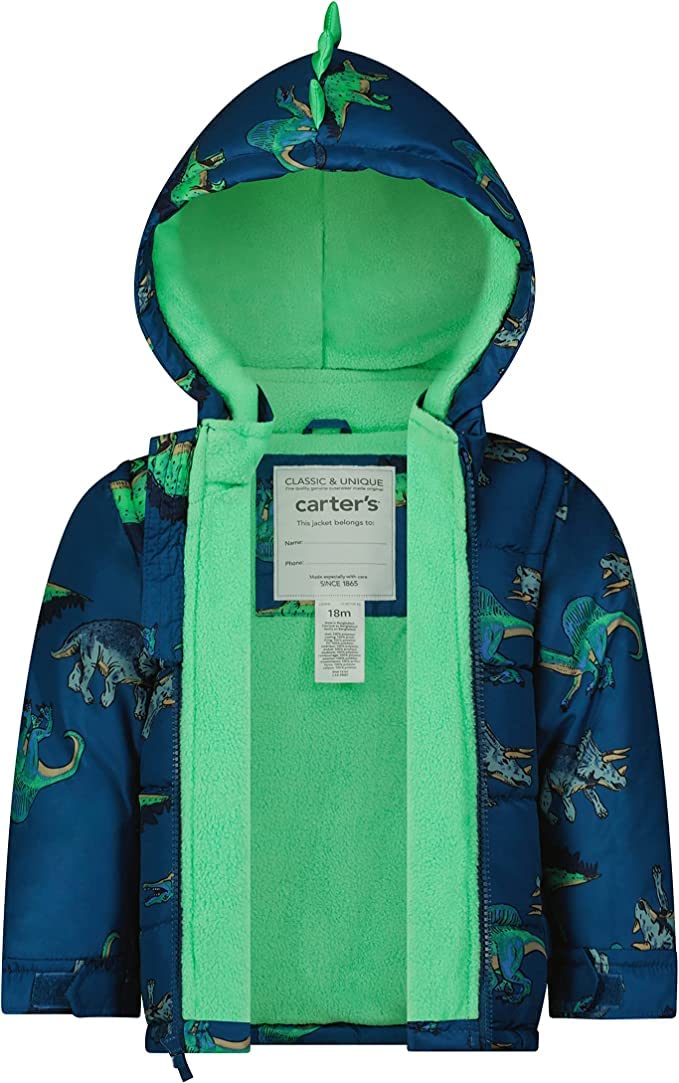 Carter's Baby Boys' Character Snowsuit, Teal Dino, 2T