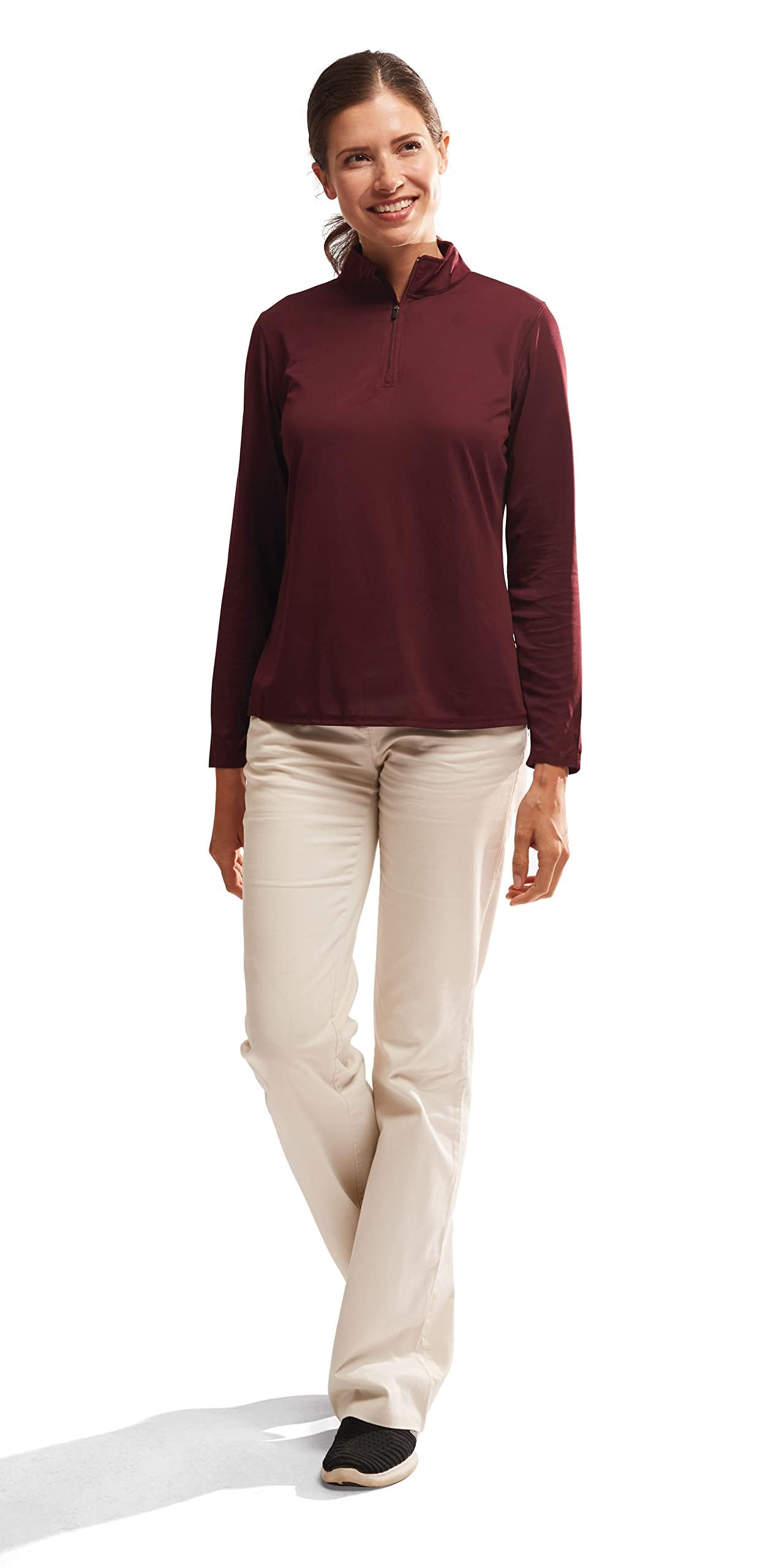 Augusta Sportswear Ladies Attain Wicking 1/4 Zip Pullover - Women's Running Long Sleeve Jacket with Sun Protection, Kelly, Large