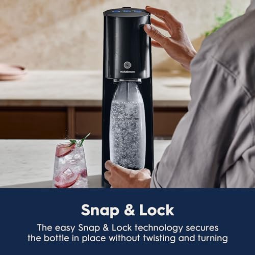 SodaStream E-TERRA Sparkling Water Maker (Black) with CO2 and Carbonating Bottle