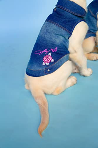Dolly Doggy Parton Blue Denim Jacket with Collar for Dogs, Dog Apparel