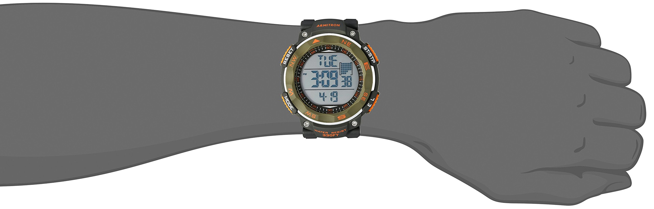 Armitron Sport Men's 40/8377DGN Olive Green Accented Digital Chronograph Black Neoprene Strap Watch