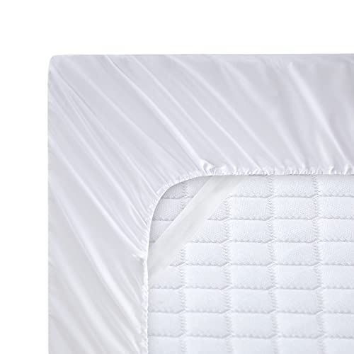Bed Sheets Full Size Set - 4 Pieces - Double Brushed, 2200 Series, High Thread Count Microfiber - Wrinkle Free - Non Pilling - Double Elastic Corners - Four Lines Embroidery - Easy Fit (Full, White)