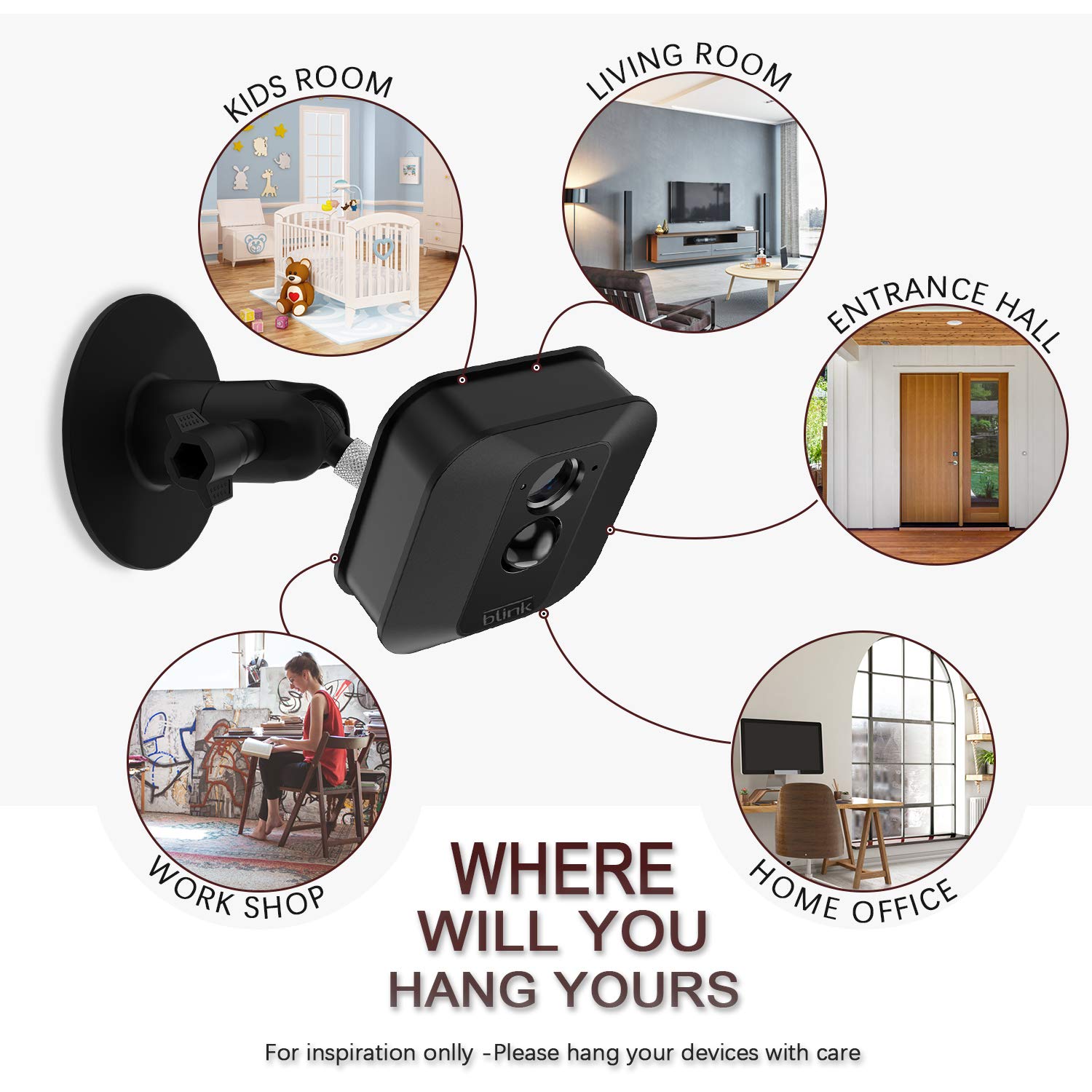 HOLACA Screwless Wall Mount Brackrt for Blink Outdoor Blink outdoor 4 Camera Blink XT2 Blink Indoor, Easy to Install, No Tools Needed, No Messy, No Drilling, Strong 3M Adhesive Mount kit(Black-1 Pack)