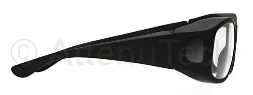 ATTENUTECH Radiation Safety Glasses, Black Fit Over frame, MicroliteFt Pb Eyewear .75mm pb Lead lenses (Non-AntiFrog, Black)