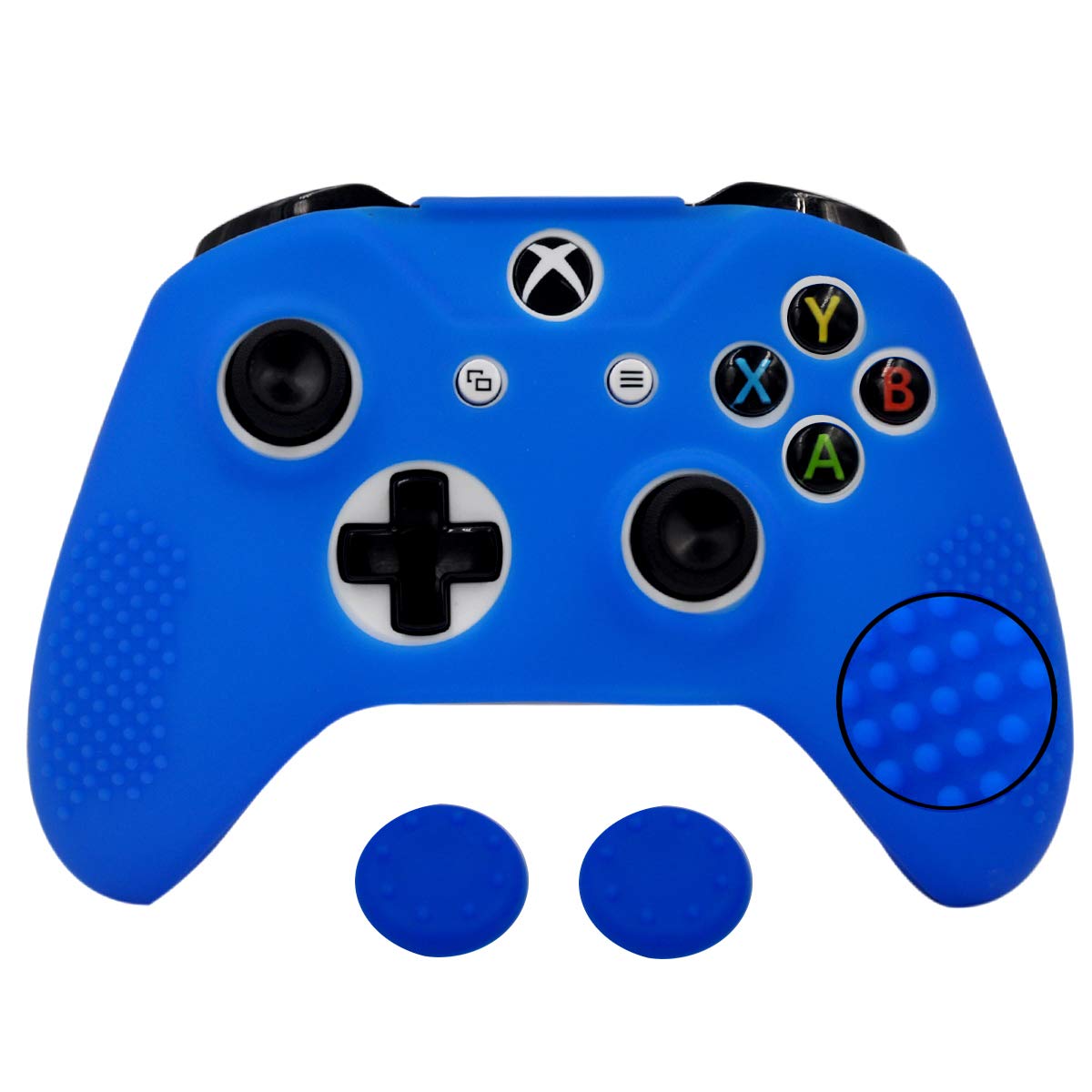 Antil-Slip Silicone Controller Cover Protective Case for Xbox One S Slim/Xbox One X Controller Soft Cover Skin with 2 Thumb Grips(Blue)