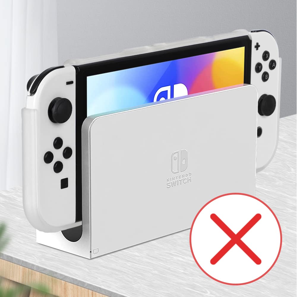 findway Switch OLED Case Compatible with Switch Cover Case Accessories Soft TPU Crystal Clear Transparent Shock Absorption Technology Bumper Protective for Switch OLED Model