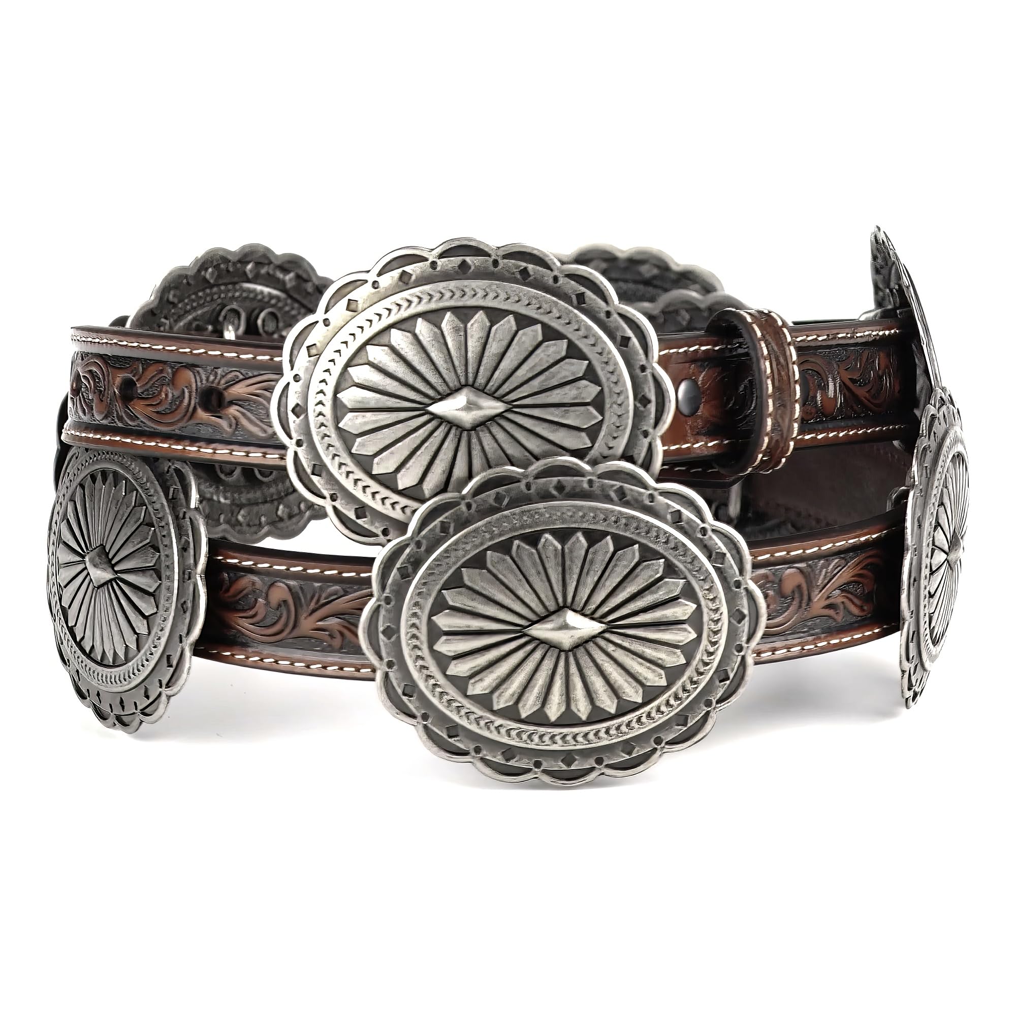 ARIAT Women's Tooled Leather Concho Belt, Medium
