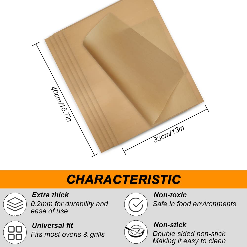BieFuDan 6 Sheets Silicone Baking Mats Non Stick Reusable,Oil Brush,Baking Mat Sheet Baking Tray Liner Set 30 * 40cm,Reusable Professional Quality,Nontoxic CookingMat,Reusable Non Stick Oven Liner