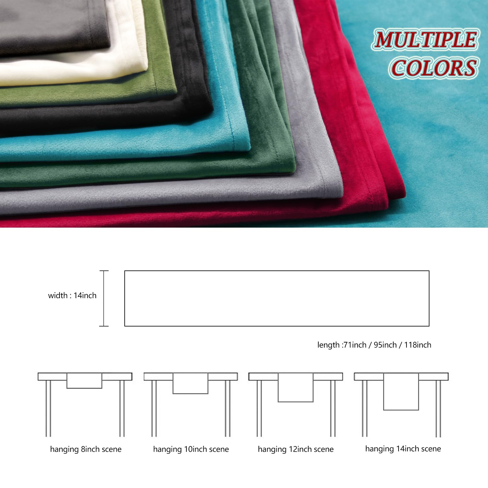 BALCONY & FALCON Velvet Table Runner Luxury Machine Washable Dresser Scarves for Dinner Farmhouse Parties Home Kitchen 14 x 118 inch, Red