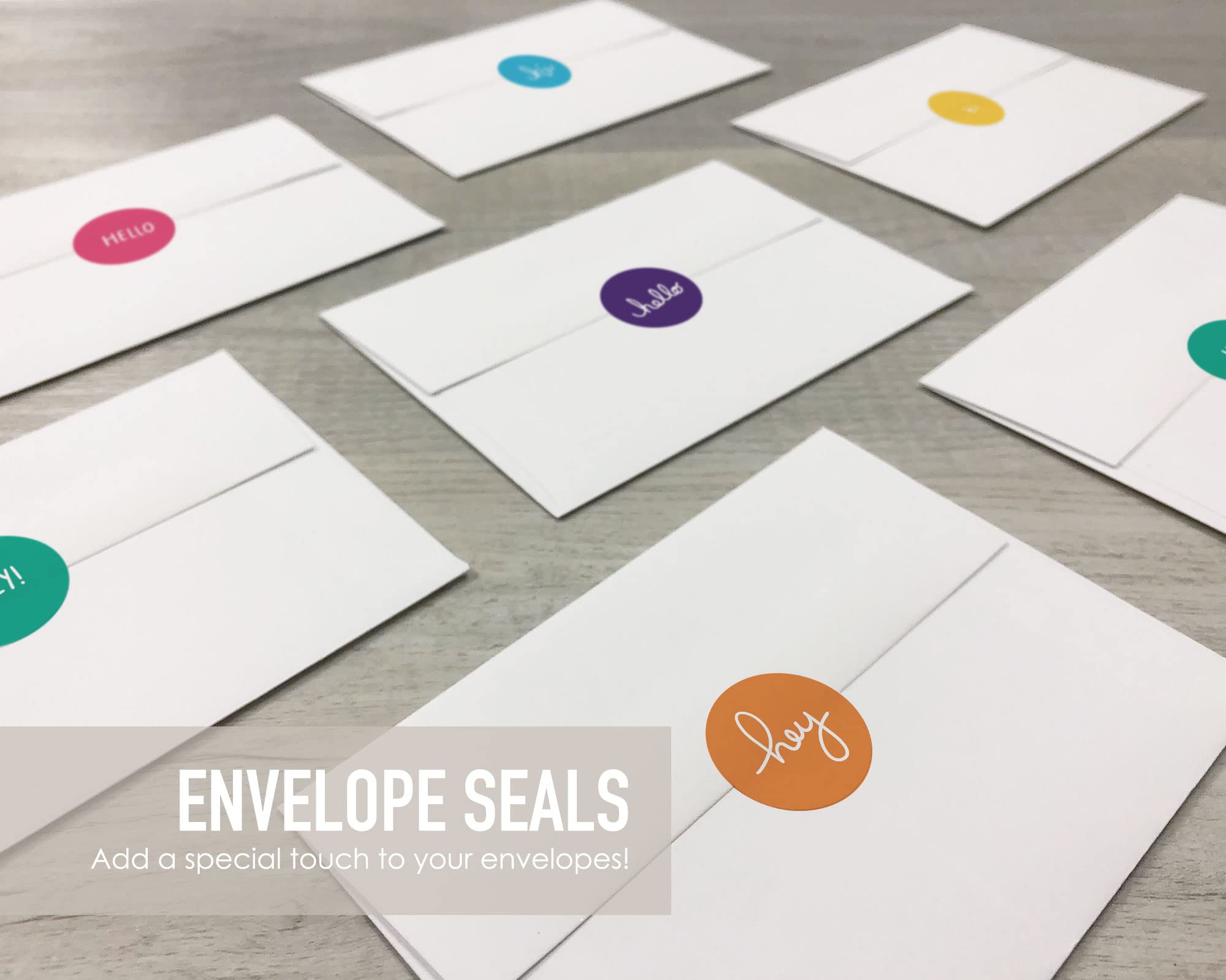 Cute & Colorful Hello Seal Stickers - 6 Round Solid Color Designs - Stickers for Envelopes, Business Orders, Packaging (126 Seals Pack)