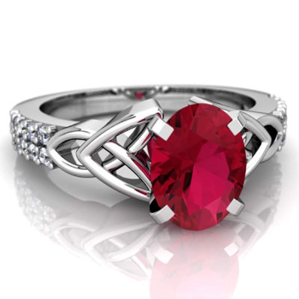 Ashaartjewels Celtic Ring 1.15 CTW Red Ruby Emerald & CZ Diamonds 14K White Gold Fn (10)