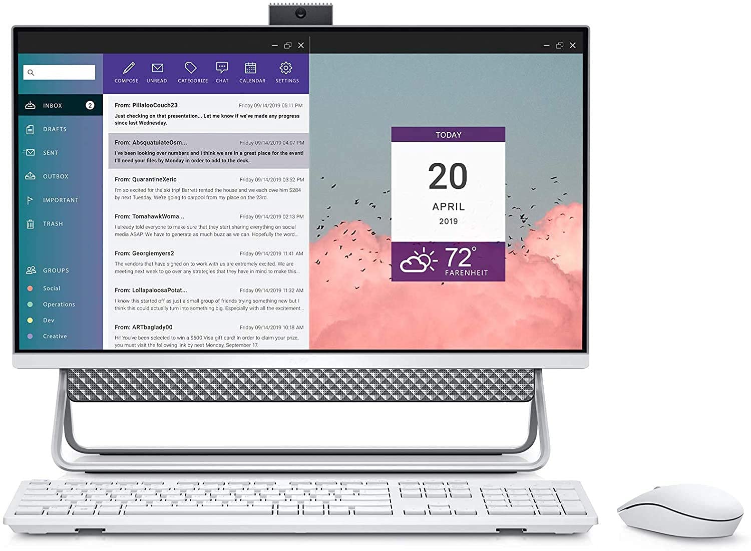 Basrdis Latest_Dell Inspiron 24 5000 All-in-One A-Frame Stand, 23.8" FHD Anti-Glare Infinity Touch, Intel Core i7-10510U, 16GB, 512GB SSD, Windows 10, Wireless Keyboard Mouse, 1-Month Support