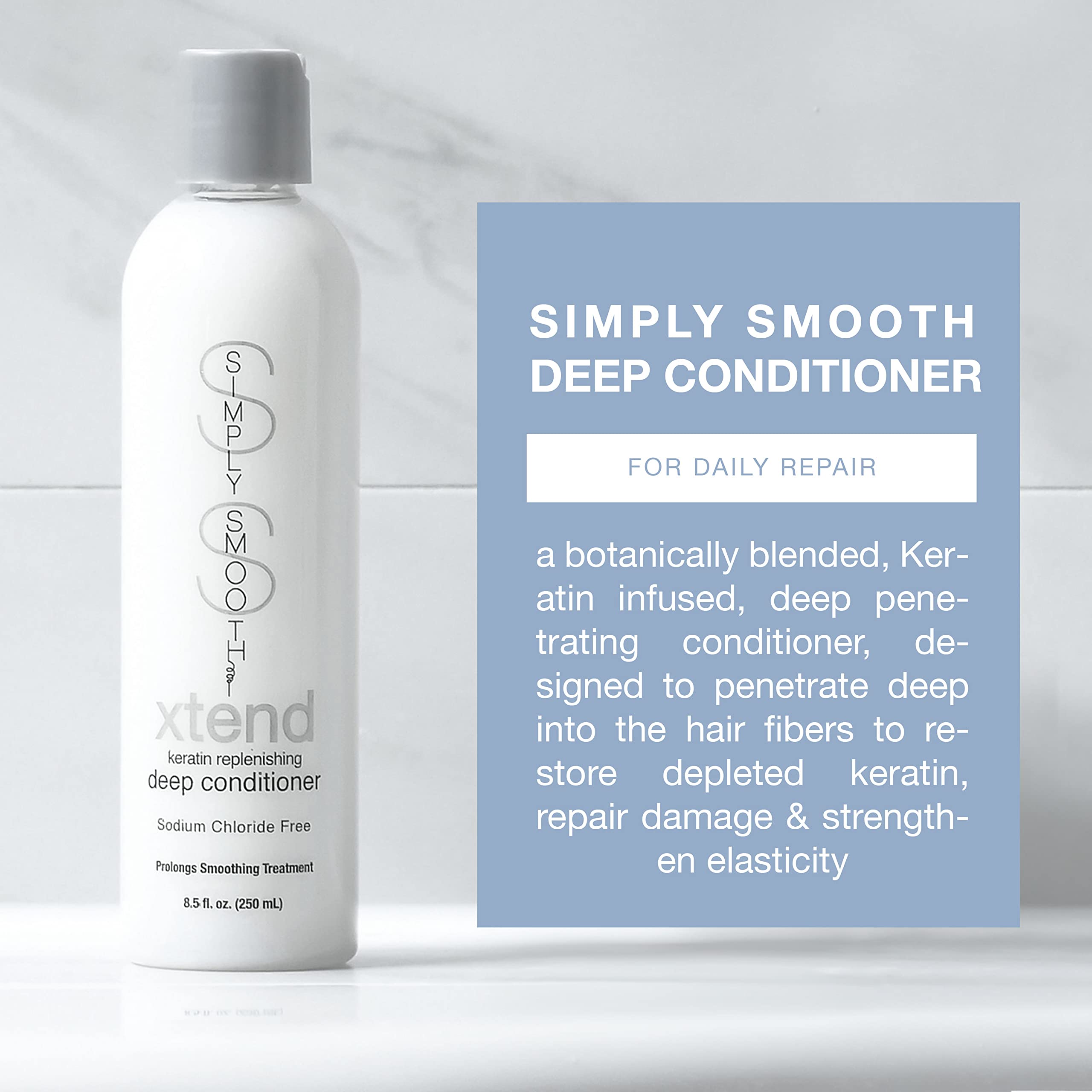 SIMPLY SMOOTH Xtend Deep Conditioner Lightweight Intense Conditioning Treatment Create Extreme Softness Restore & Repair Damaged, Keratin Depleted Hair Hydrate Dry, Color Treated Hair 8.5 Oz