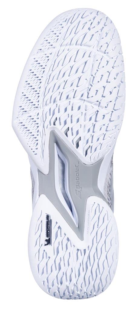 Babolat Women's Jet Mach 3 All Court Tennis Shoes, White/Silver (US Size 9.5)