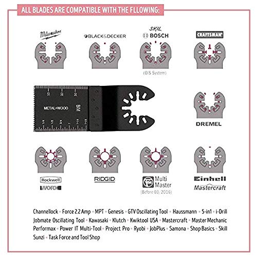 Diagtree 100 pcs Wood Oscillating Multitool Saw Blade Set Fits Fein Multimaster Porter Cable Black & Decker Bosch Dremel Craftsman Ridgid Ryobi Makita Milwaukee Dewalt Rockwell