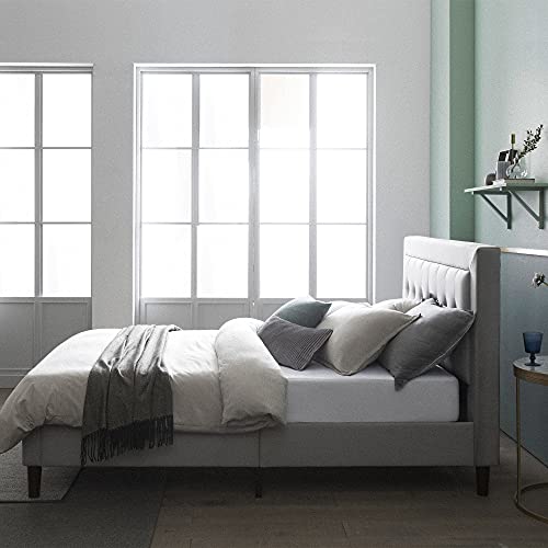 Zinus Dachelle Upholstered Platform Bed Frame / Mattress Foundation / Wood Slat Support / No Box Spring Needed / Easy Assembly, Queen