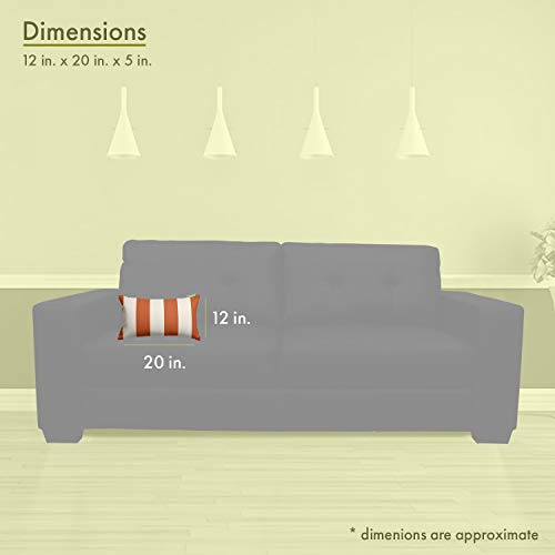 Majestic Home Goods Burnt Orange Vertical Stripe Indoor / Outdoor Small Throw Pillow 20" L x 5" W x 12" H