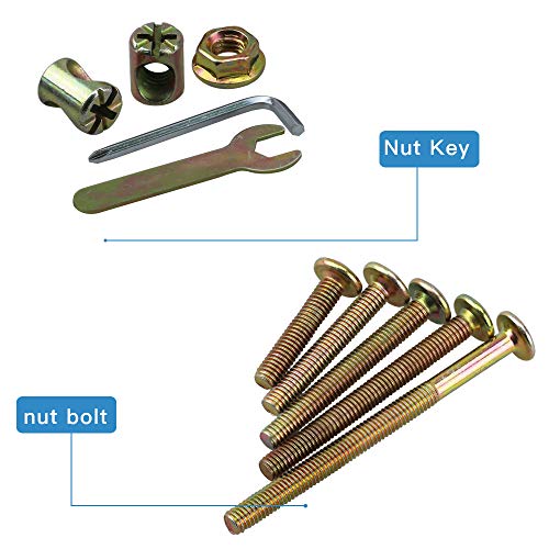 SZHKM 62PCS Furniture Bolts and Nuts, Crib Screws Hardware Replacement Kit,M6 Barrel Nuts for Cribs and Bunk Bed