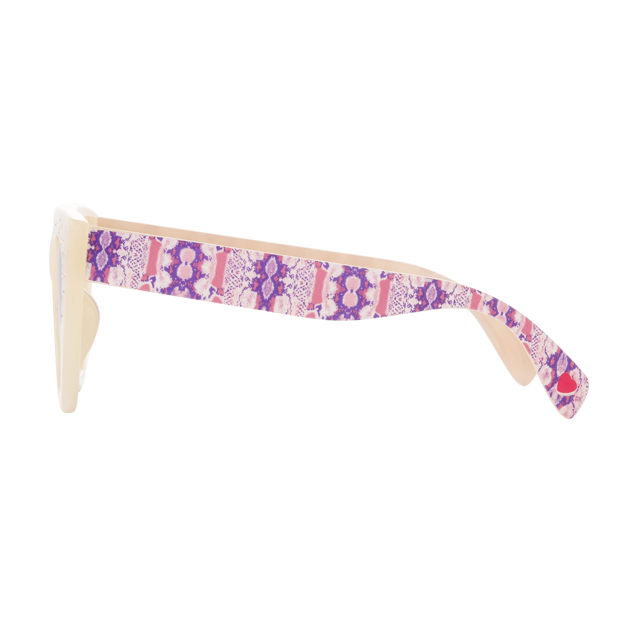 Betsey Johnson Women's Pin Up Sunglasses Cateye, Black/Rainbow Snakeskin, 52mm