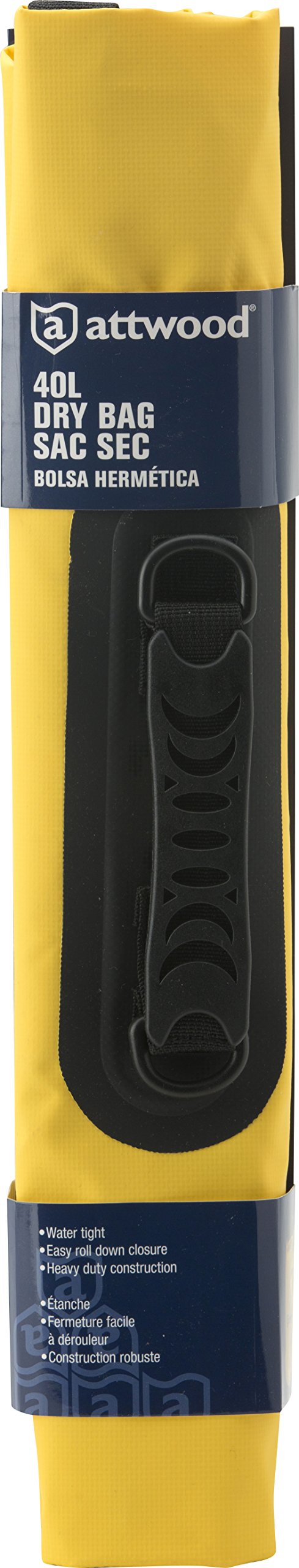 Attwood 11894-2 40 Liter Dry Bag Roll Top for Boating, Kayaking, Camping, Swimming, and Fishing, Yellow