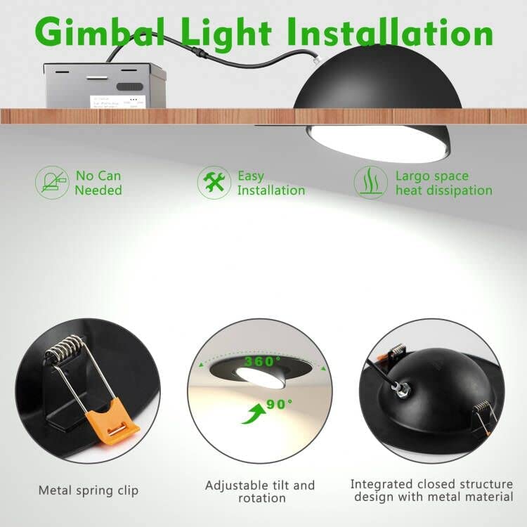bulbeats 12Pack ๐ ๐ฒ๐๐ฎ๐น 6 Inch Gimbal LED Recessed Lighting, Recessed Lighting 6 inch 12W 1200LM Super Bright Angled Recessed Lighting 3000K/4000K/5000K Directional Downight