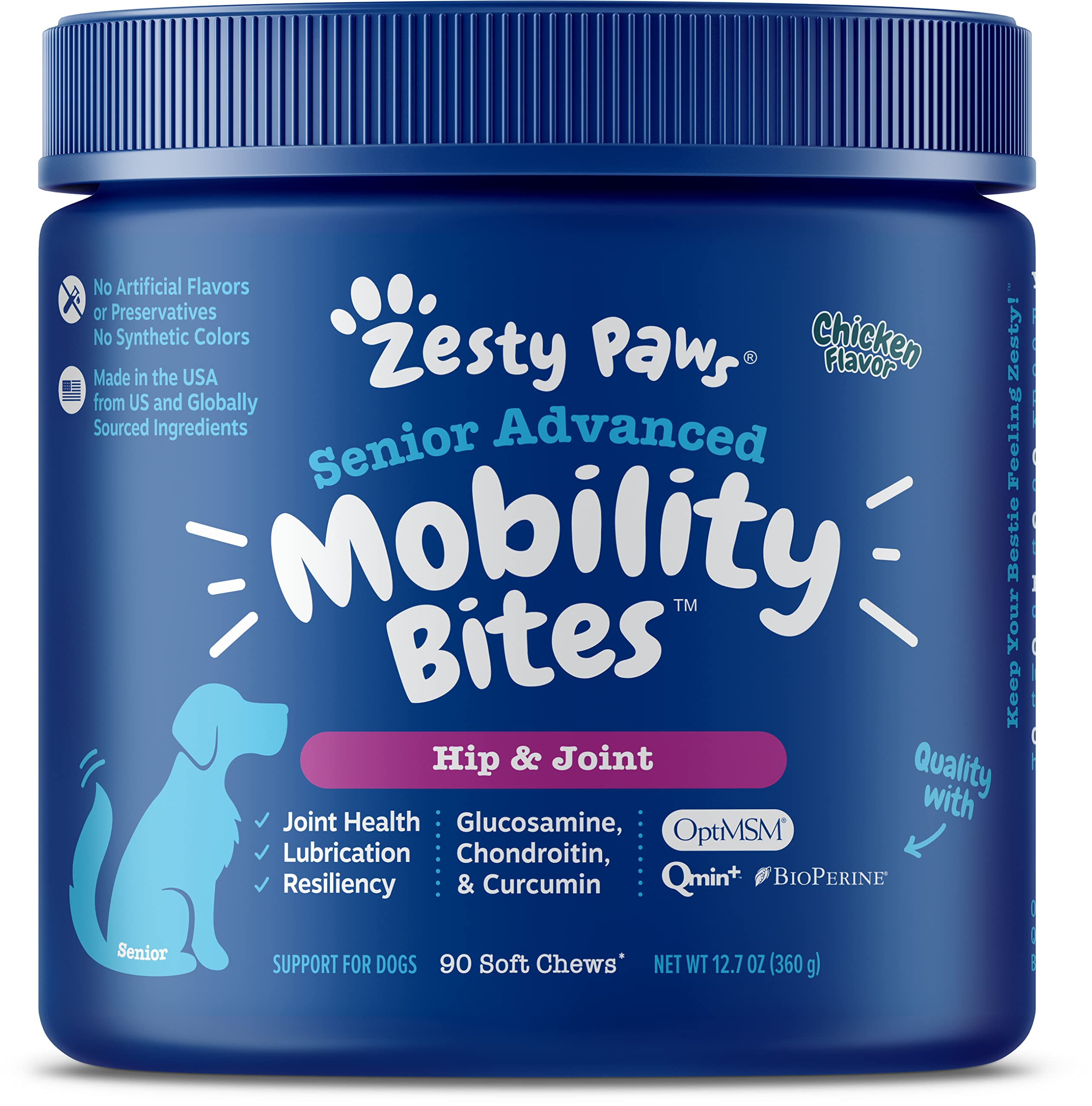Zesty Paws Senior Advanced Glucosamine for Dogs - for Hip & Joint Arthritis Pain Relief + Probiotic for Dogs - with Natural Digestive Enzymes + Prebiotics & Pumpkin